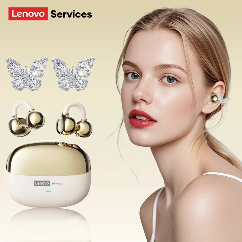 Lenovo LE302 Беспроводные наушники-зажимы черные Beige Sil Butterfly