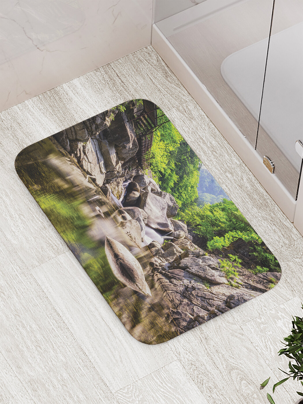 Коврик для ванной комнаты, туалета "Каменная дамба" противоскользящий, 52х77 см, JoyArty