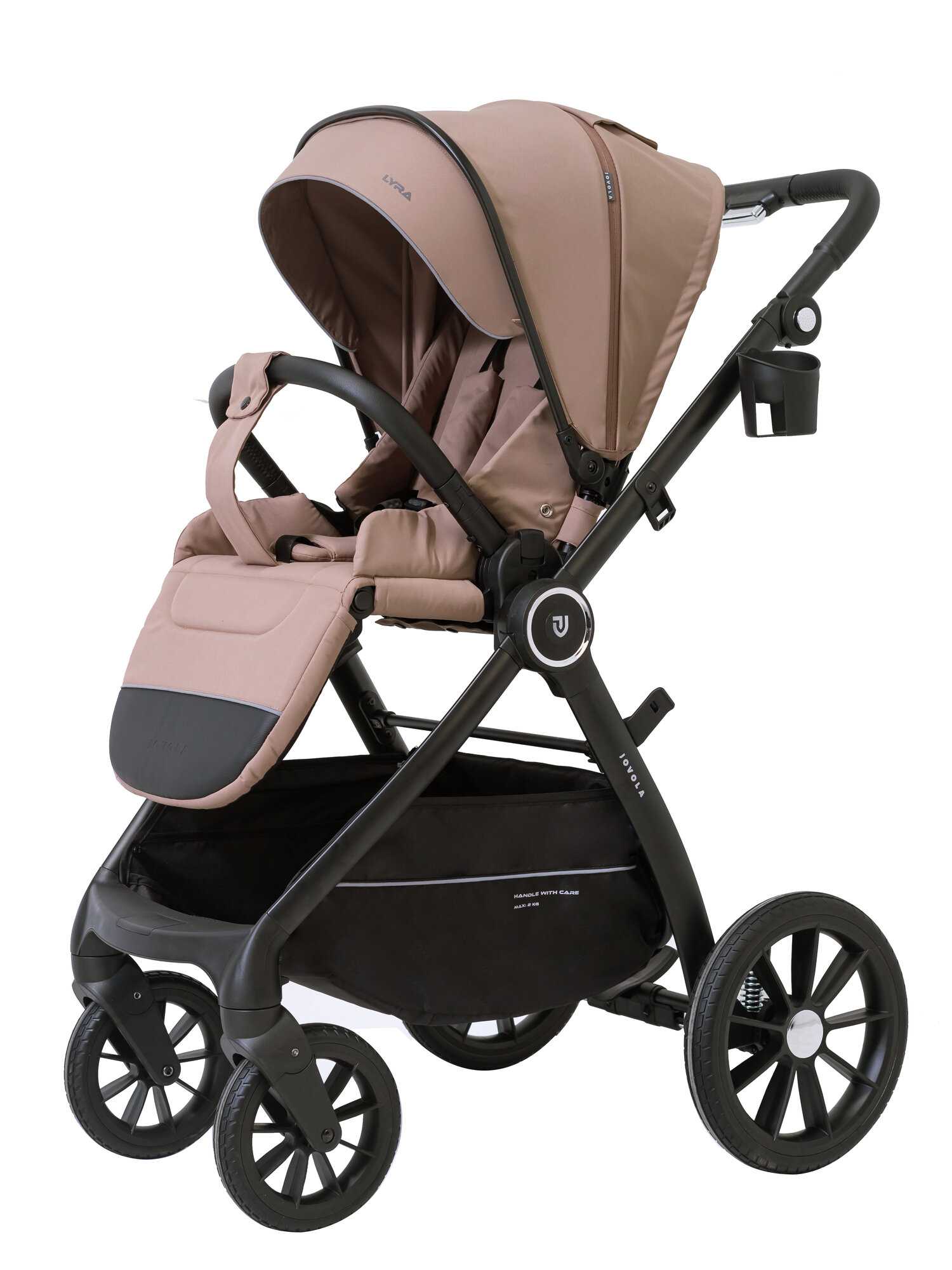 Коляска детская прогулочная Jovola Lyra, с реверсивным блоком, темно-бежевый