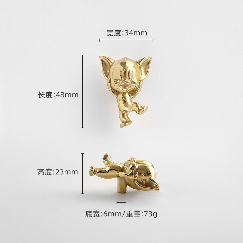Креативная персональная мебельная ручка из латуни в виде животных: обезьяна, котенок, мышь, медведь, собака, олень, кролик, лошадь