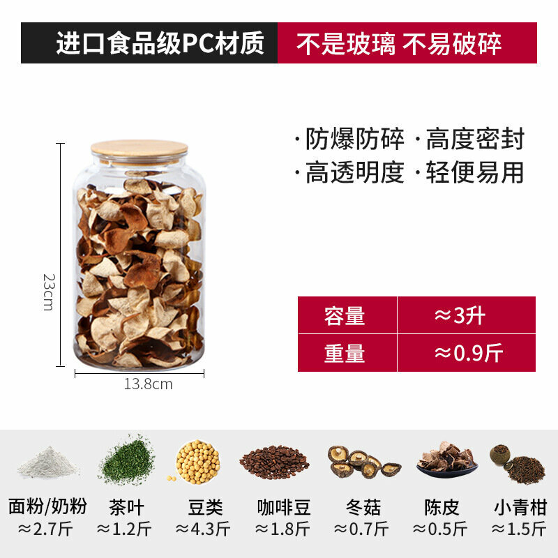 Акриловая герметичная банка, прозрачная, маленькая, упаковка зеленого мандарина, кордицепс, рыбий желоб, сушеные морские продукты, демонстрационная бутылка, банка для хранения сушеной мандариновой корки