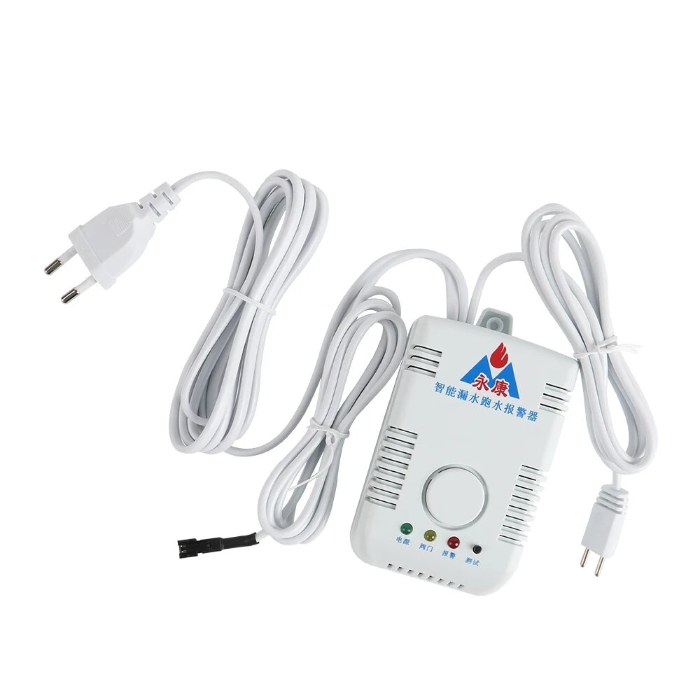 Проводной контроллер сигнализации об утечке воды, громкий звук 85 дБ, провод с 2-контактным клапаном и датчиком воды 1,4 м, источник питания 220 В ЕС