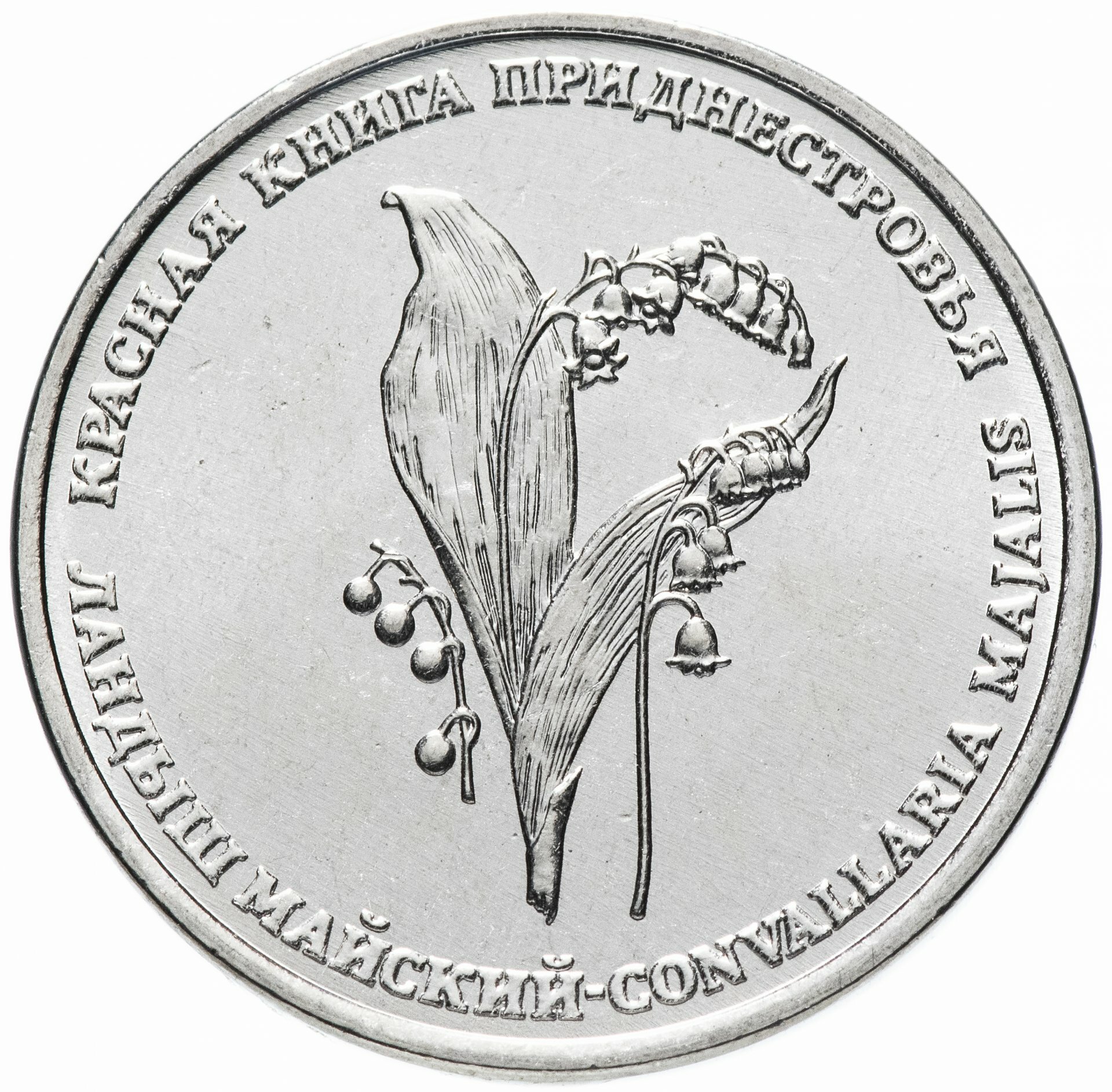 Приднестровье 1 рубль 2019 "Красная книга - ландыш майский", Сталь, в сохранности UNC