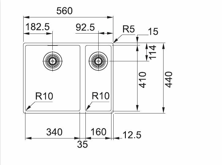 Franke SID 160 кухонная мойка, 56х44 см, цвет черный, монтаж под столешницу, в комплекте стоп-вентиль — фото 1