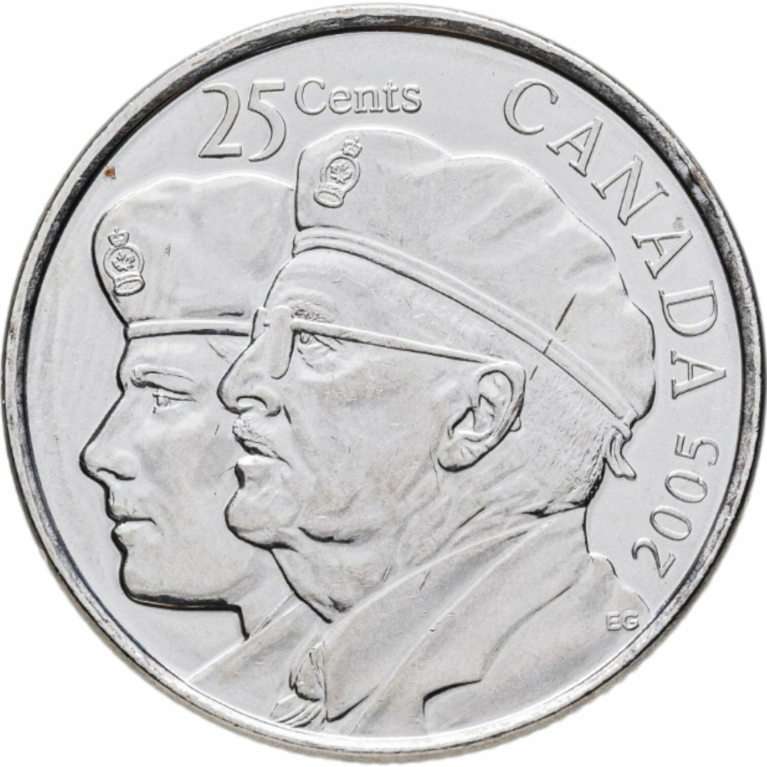 Канада 25 центов cents 2005 "Год Ветеранов", Сталь, в сохранности UNC