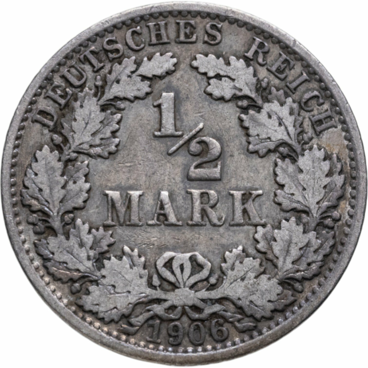 Германия 1/2 марки mark 1906 A знак монетного двора: "A" - Берлин, Серебро 900, в сохранности XF