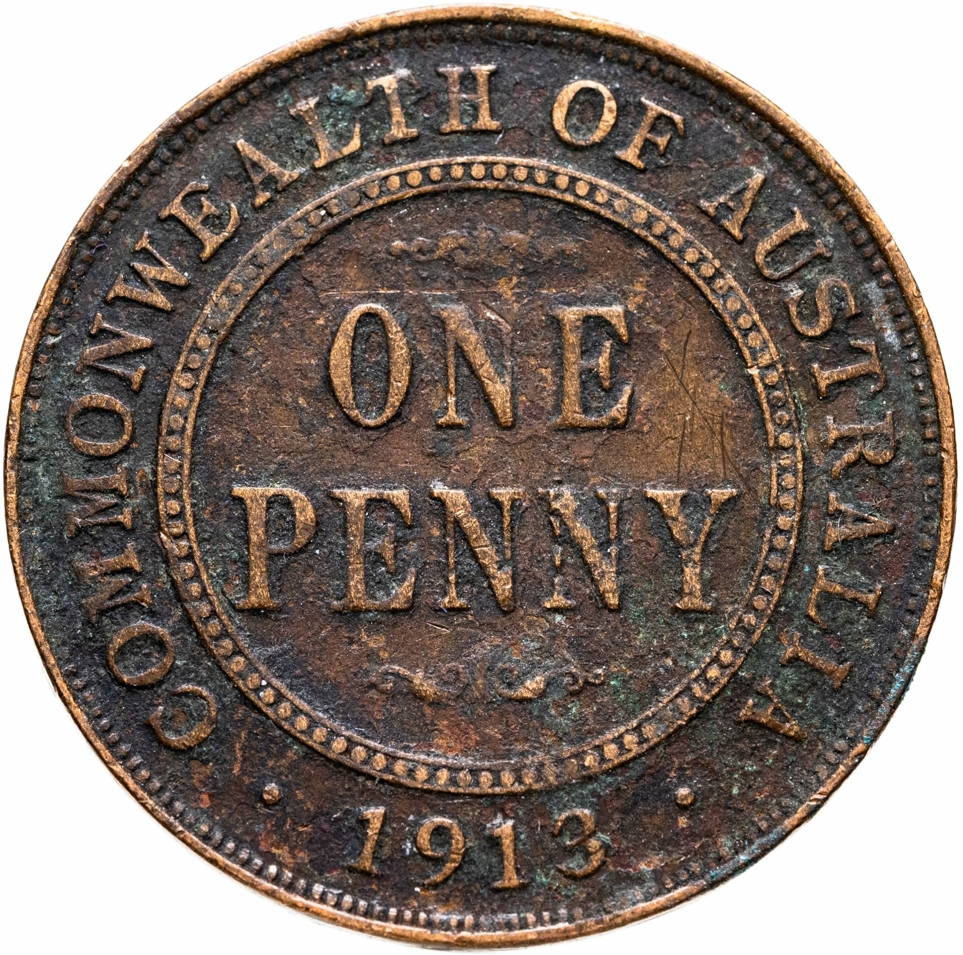 Австралия 1 пенни penny 1913, Бронза, в сохранности F-VF