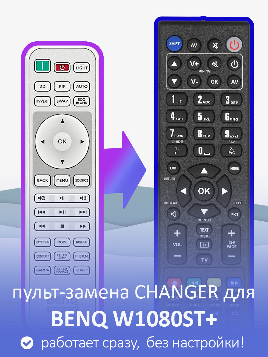 Пульт-замена для BENQ W1080ST+