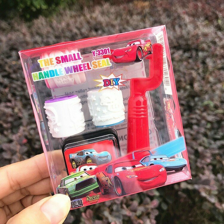 Набор штемпелей с ручкой для детей, мультяшные роликовые штампы, чернильная подушка, подарок для начальной школы и детского сада, оптовая продажа игрушек