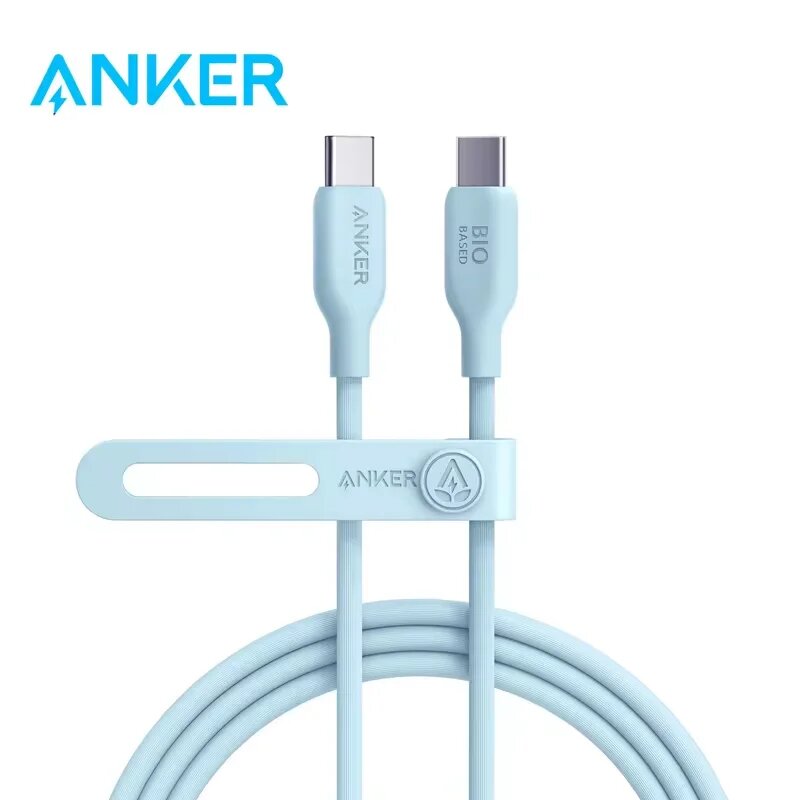 Кабель Anker 543 с USB C на C (240 Вт, 6 футов), зарядный кабель для iPhone 15/15Pro, MacBook Pro 2020, iPad Air 4, Samsung Galaxy S23 +/S24 A80E2 1.8m, Blue