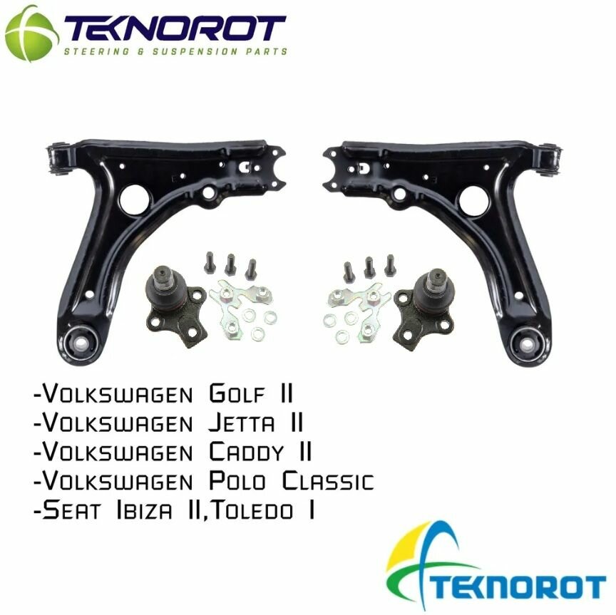 Передние рычаги c шаровыми Teknorot для Volkswagen Golf II, Jetta II, Caddy II, Polo Classic, Seat Ibiza II, Toledo I.