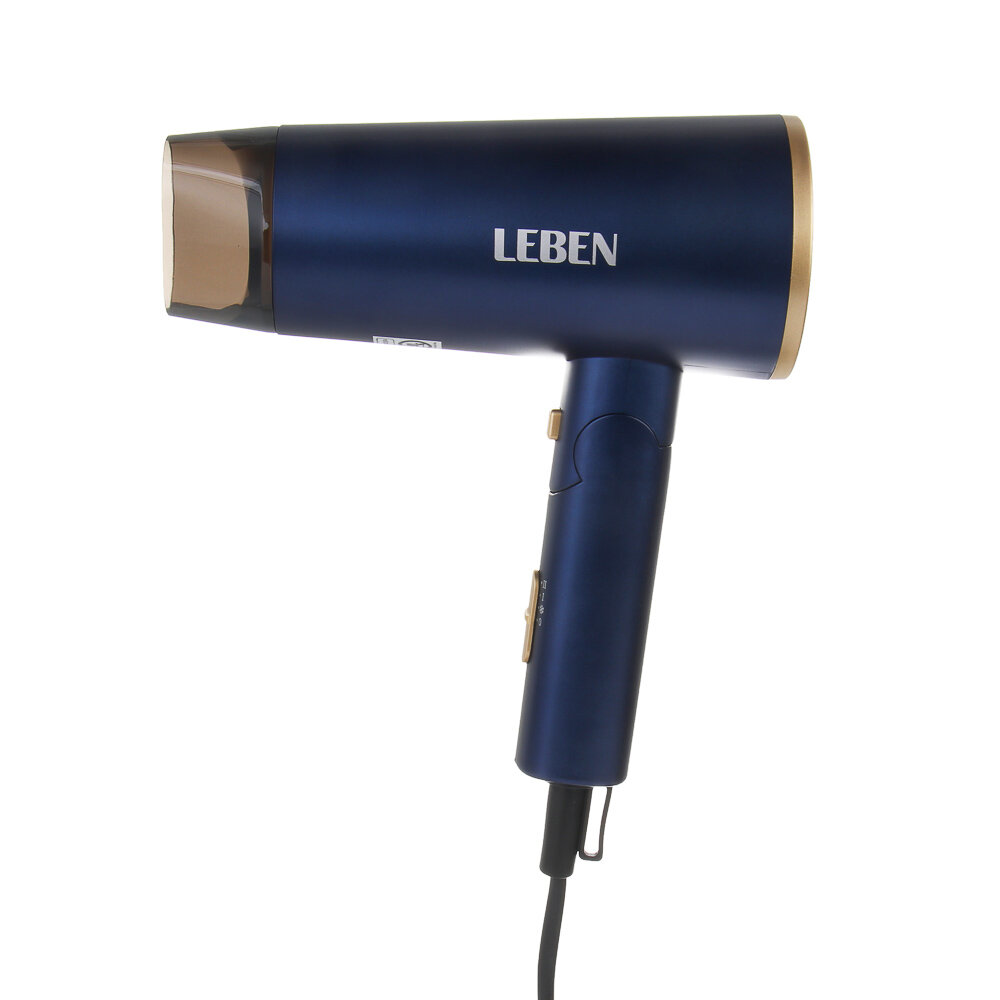 LEBEN Фен для волос, 2000 Вт, 2 скорости, 2 темп. реж, темно-синий, матовое покрытие, концентратор