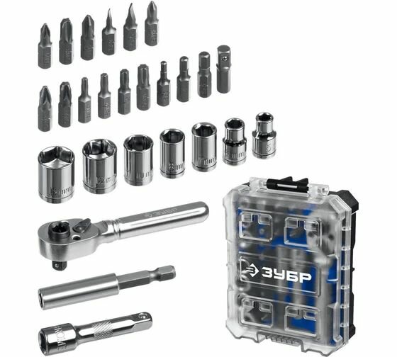 Набор трещотка с насадками ЗУБР Компакт 26 шт. 25172