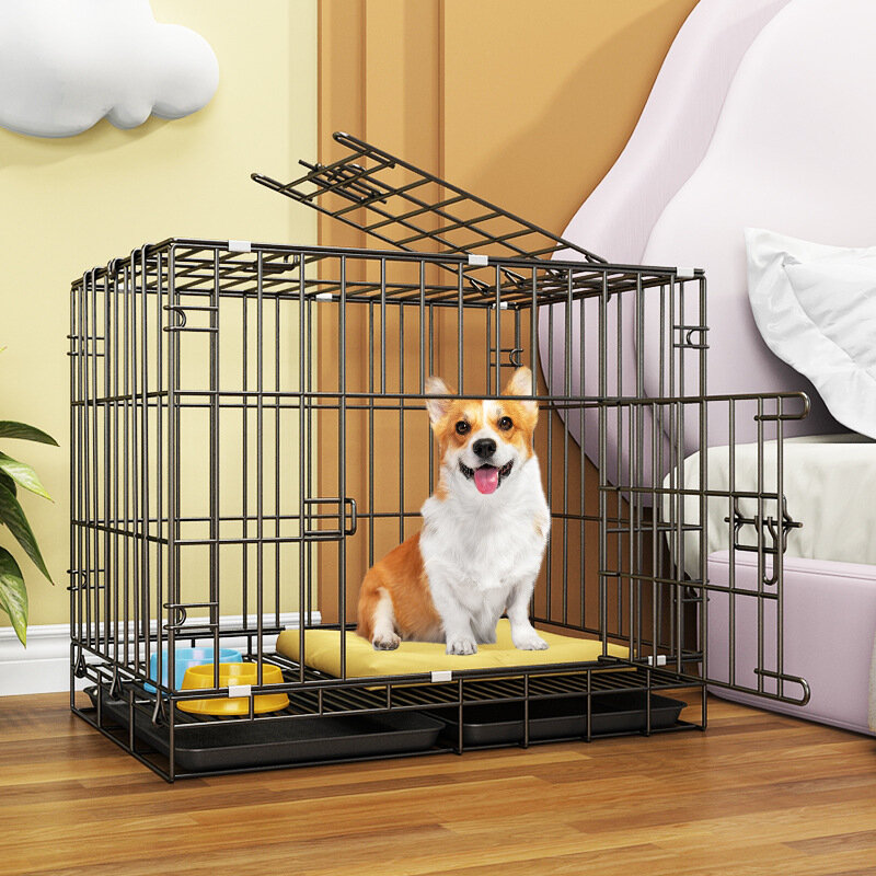 Клетка для собак средних и маленьких пород, для домашнего использования с туалетом, подходит для Тедди, Бишона, Корги и Бордер-колли, складная клетка для питомцев