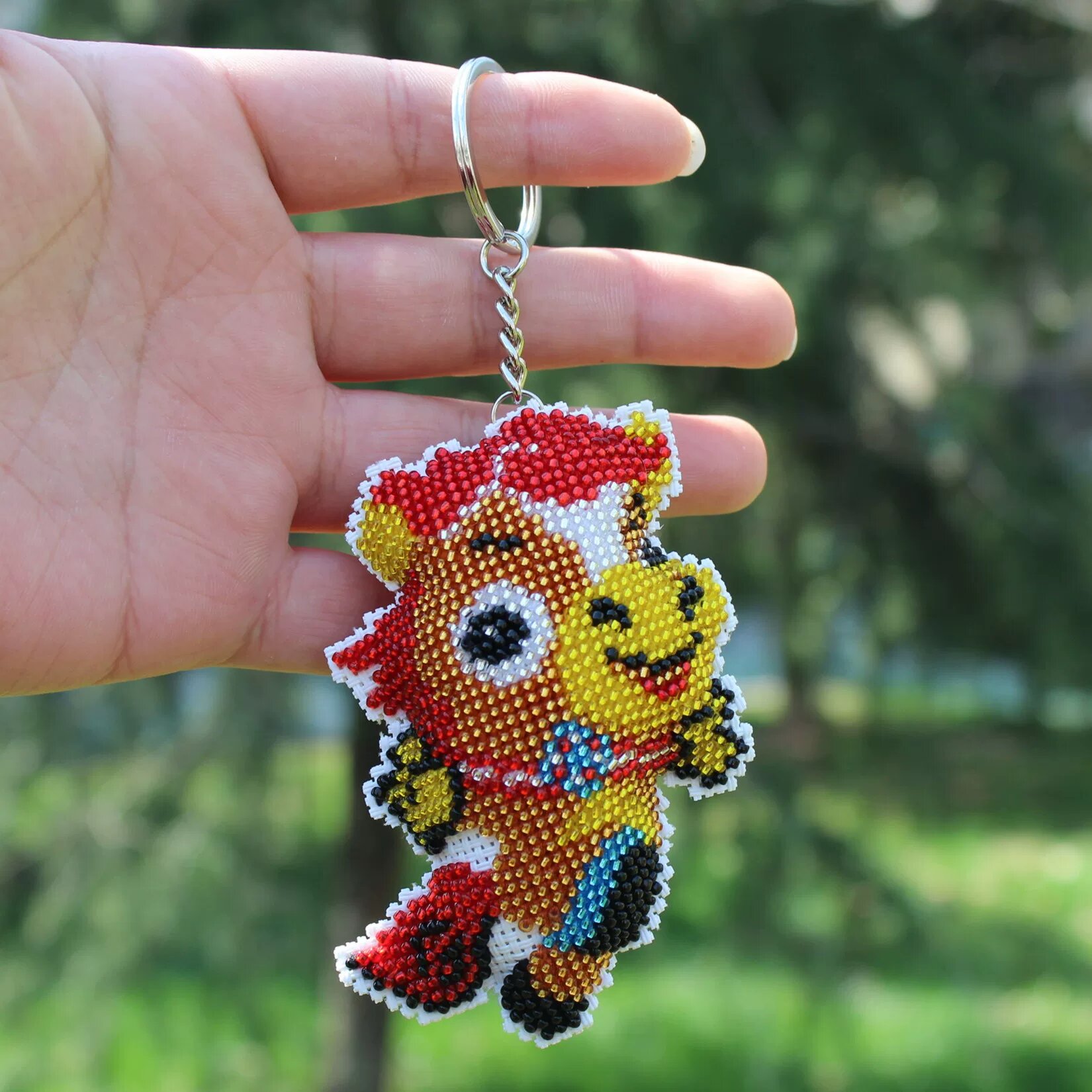 Брелок для ключей с вышивкой крестиком и бисером, символы 12 знаков зодиака: Крыса, Обезьяна, Бык, Лошадь, Петух,