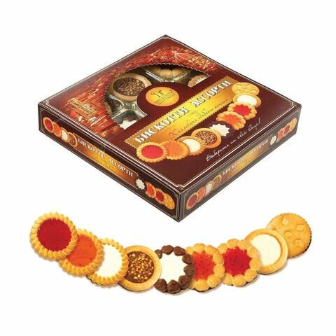 2 шт. Печенье бискотти (Россия), ассорти 9 видов, сдобное, 345 г, картонная коробка