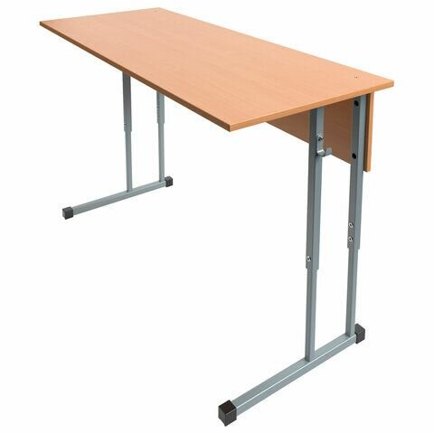 Стол-парта 2-местный регулируемый ШМ.2П37, 1200х500х580-820 мм, рост 3-7, серый каркас, ЛДСП бук, ШМ.2П37. БС