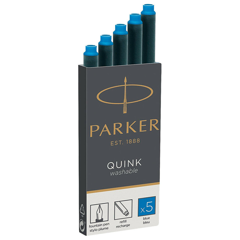 Картриджи чернильные Parker "Cartridge Quink" смываемые синие, 5шт, картонная коробка