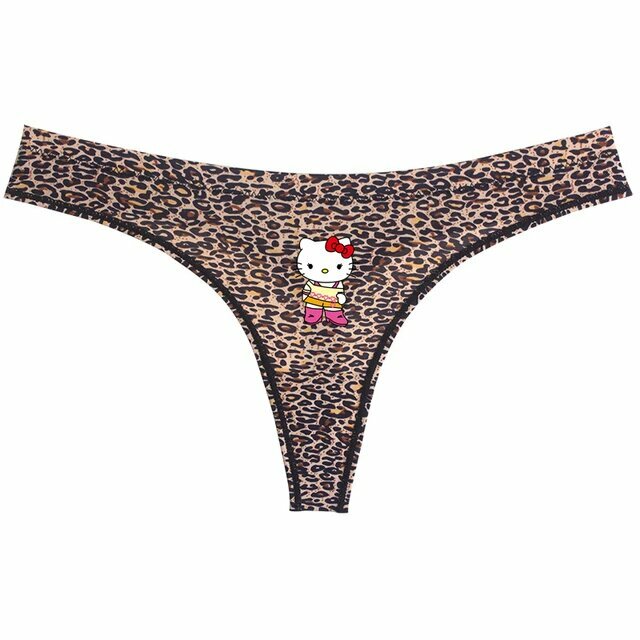 Сексуальные трусики Sanrio Hello Kitty с леопардовым принтом, быстросохнущие, легкие, бесшовные стринги, милый подарок на день рождения.