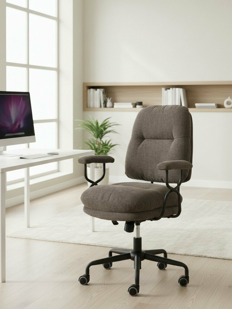 Кресло компьютерное офисное TetChair BUNNY с подлокотниками, ткань , серый