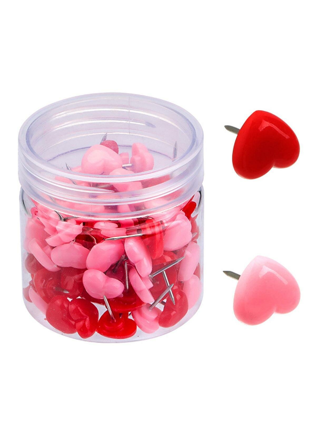 Пробковая доска с канцелярскими кнопками и булавками для заметок, по 50 красных и розовых