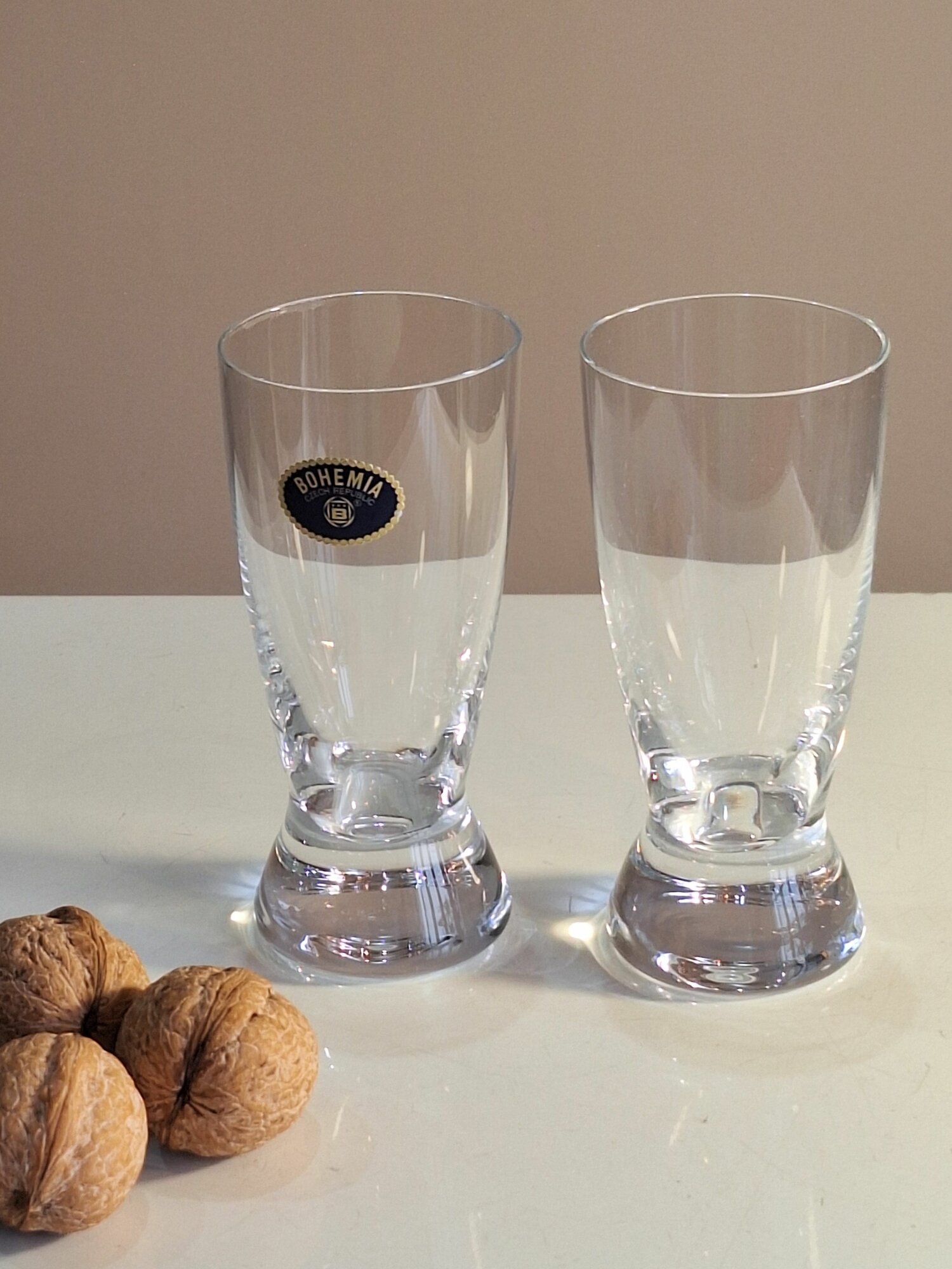 Набор винтажных рюмок Богемия из хрустального стекла 2 шт. 80 мл. Чехия