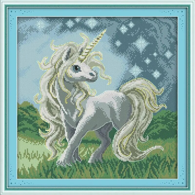 NKFвышивка крестом наборы, Схема на 14CT "Красивый единорог",34*34CM
