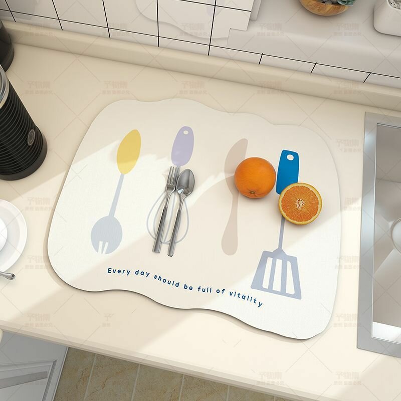 Кухонная дренажная подставка для столовых приборов, 60x90см, из диатомитовой глины, нескользящая и термостойкая, легко