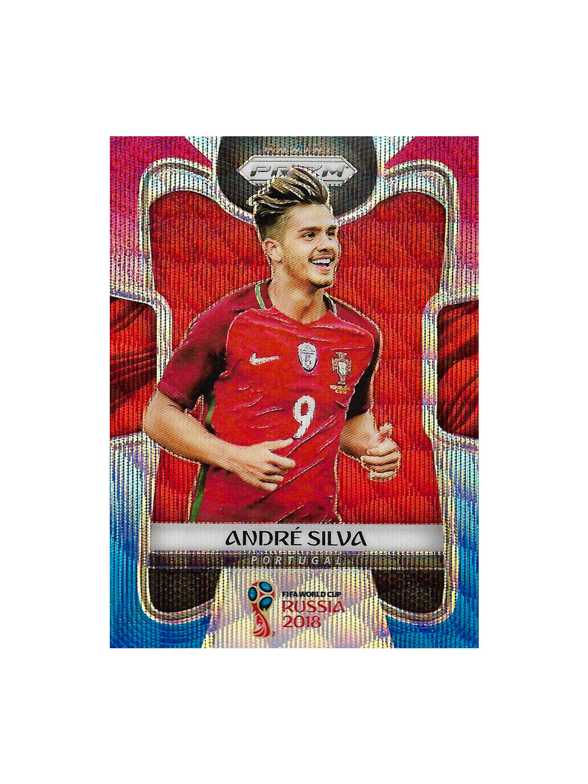 Коллекционная карточка Panini Prizm FIFA World Cup Russia 2018: #155 Andre Silva - Red Blue Wave