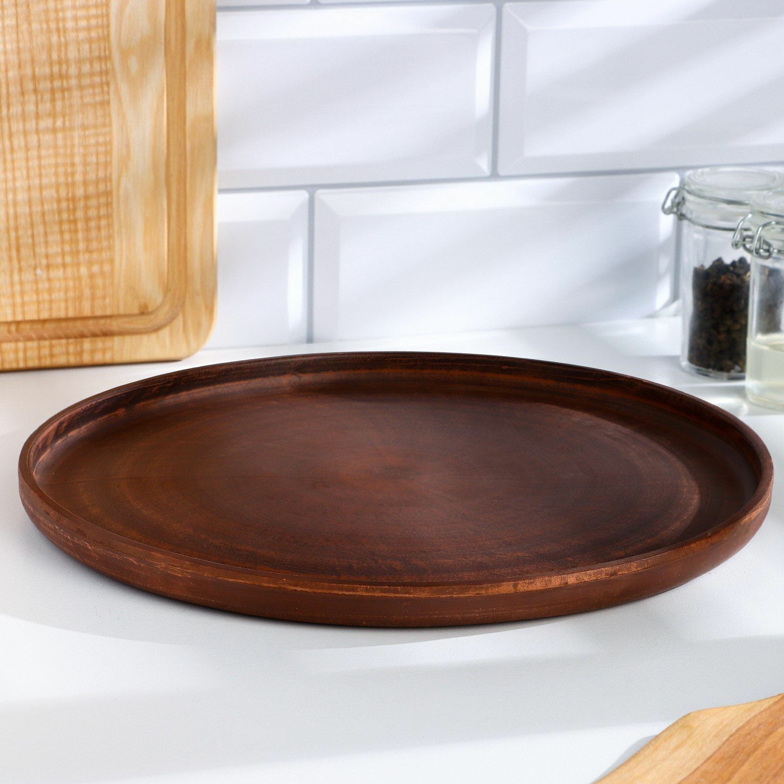 Блюдо для пиццы "Гладь", 28x2.5 см, красная глина, особенности: без особенностей