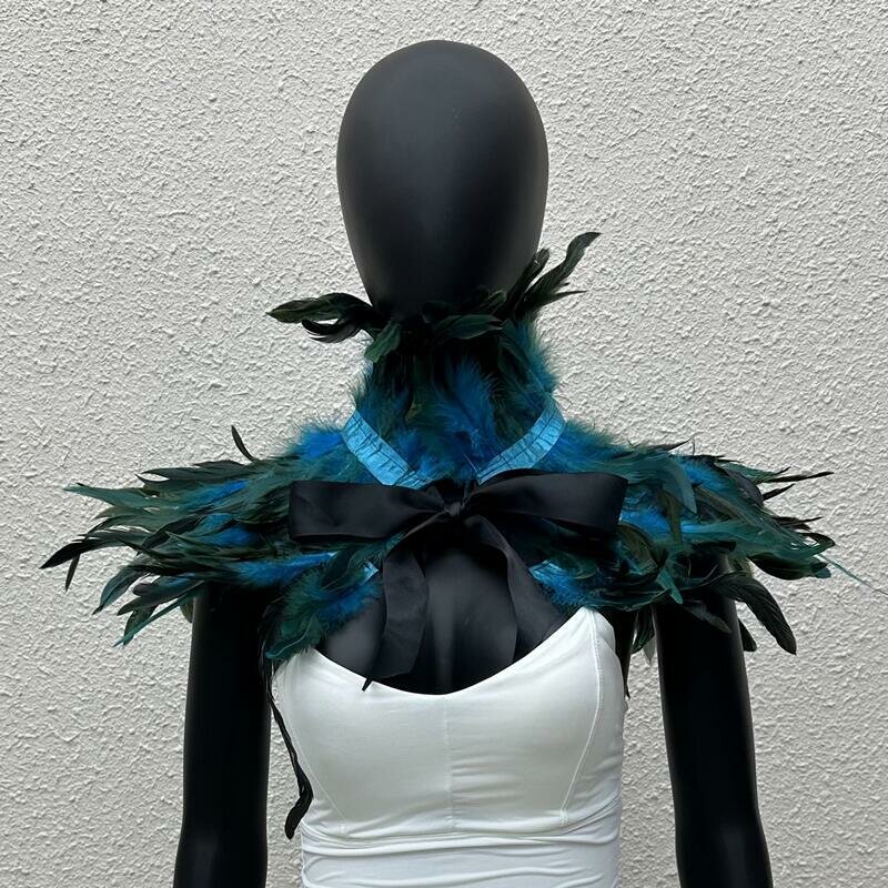 Маскарадная вечеринка на Святой День 20.26million года, перьевая труба, 2-слойный шаль, накидка, жилет, искусственный воротник, многоцветный, опционально, кросс-бордер