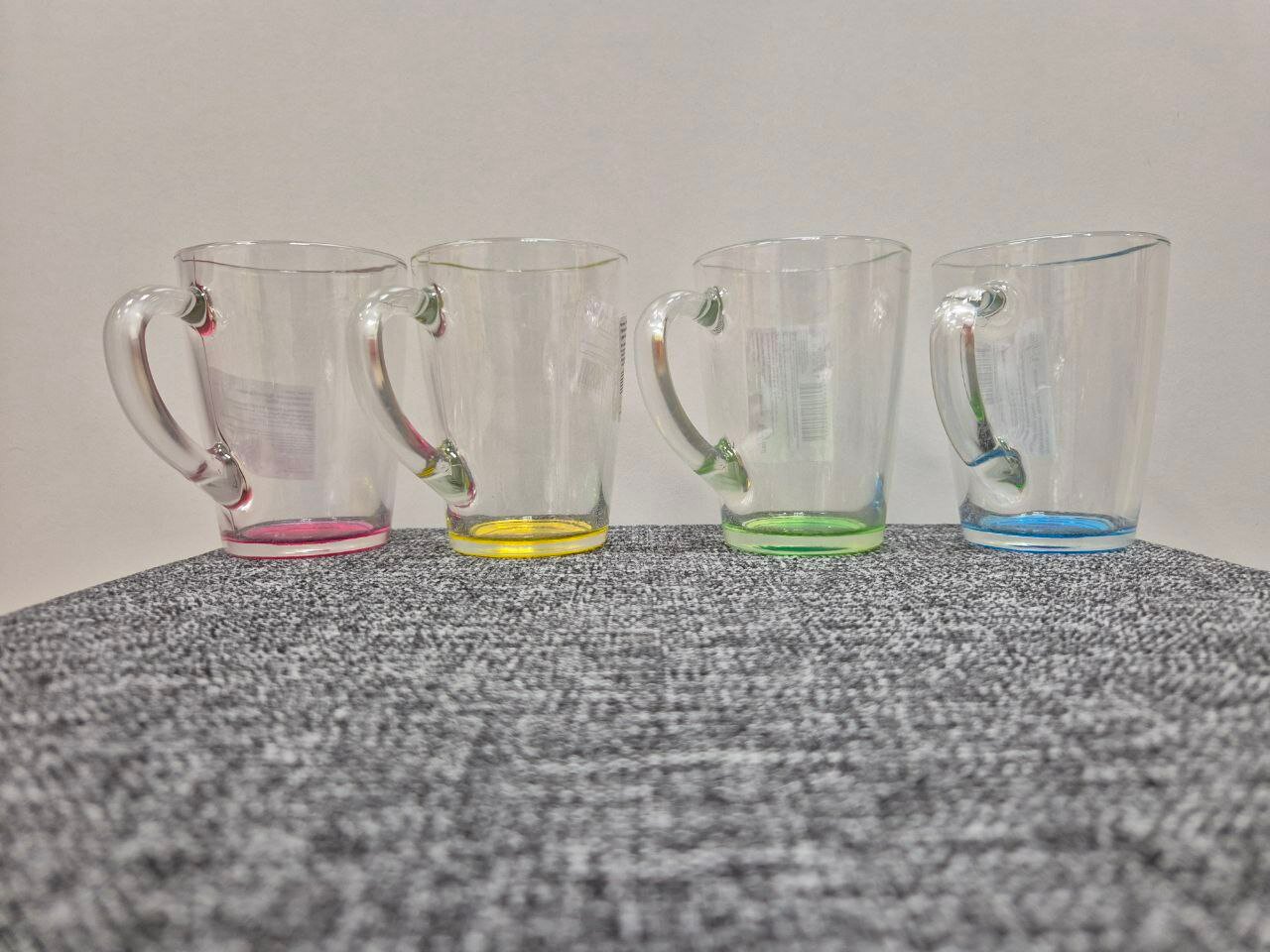 Кружка GLASS "Капучино", с цветным дном, прозрачная, стеклянная