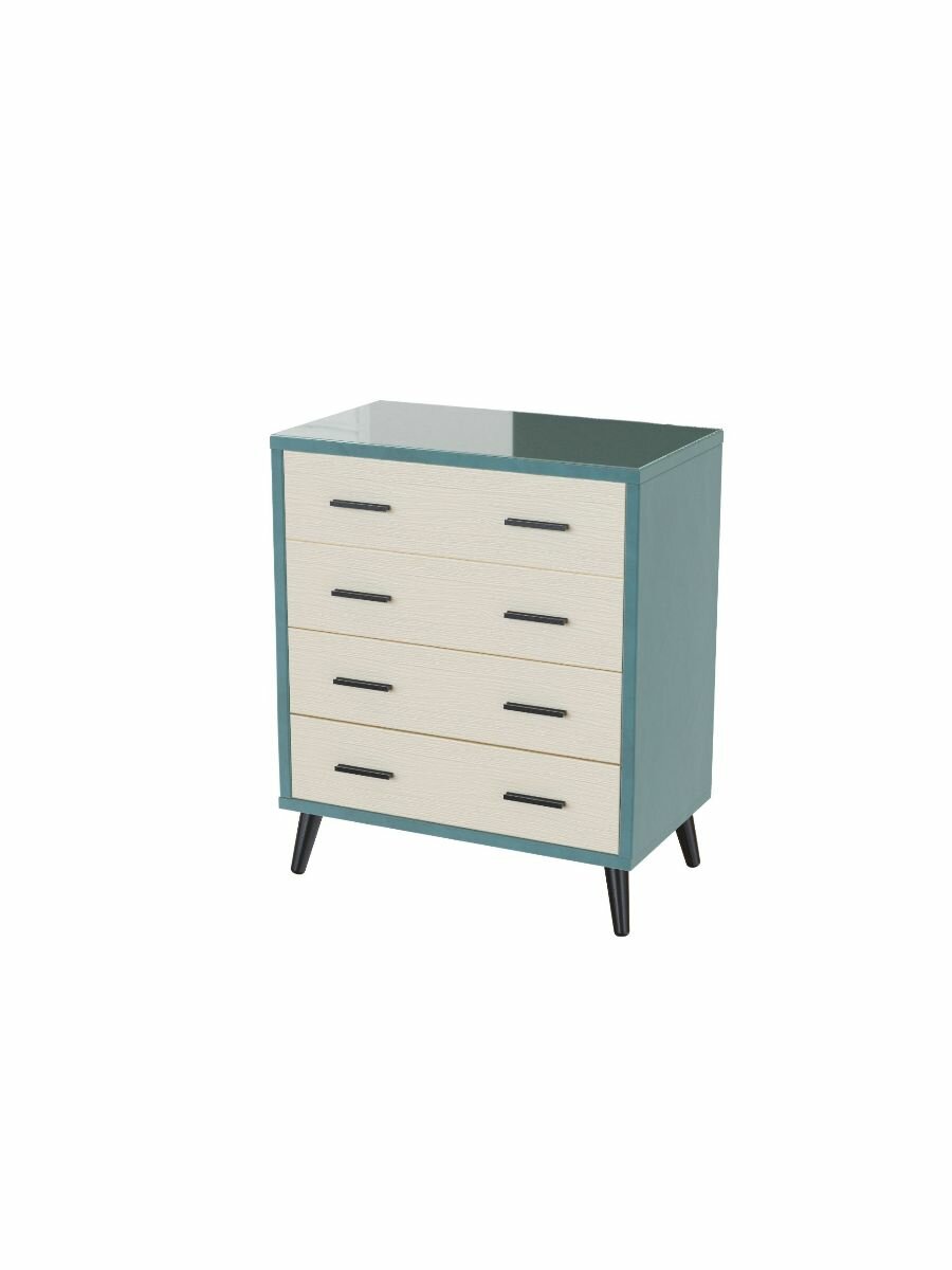 Домани комод интерьерный Ланс 930х800х450, бирюза/мдф клен кремовый, для гостиной, для спальни