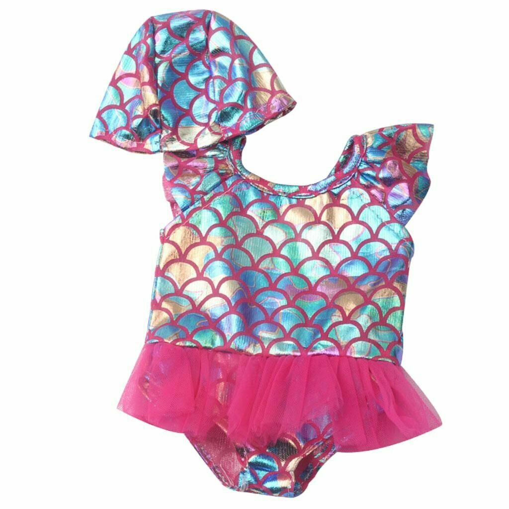 Купальник для кукол 45 см, блестящий, сетчатый, розовый