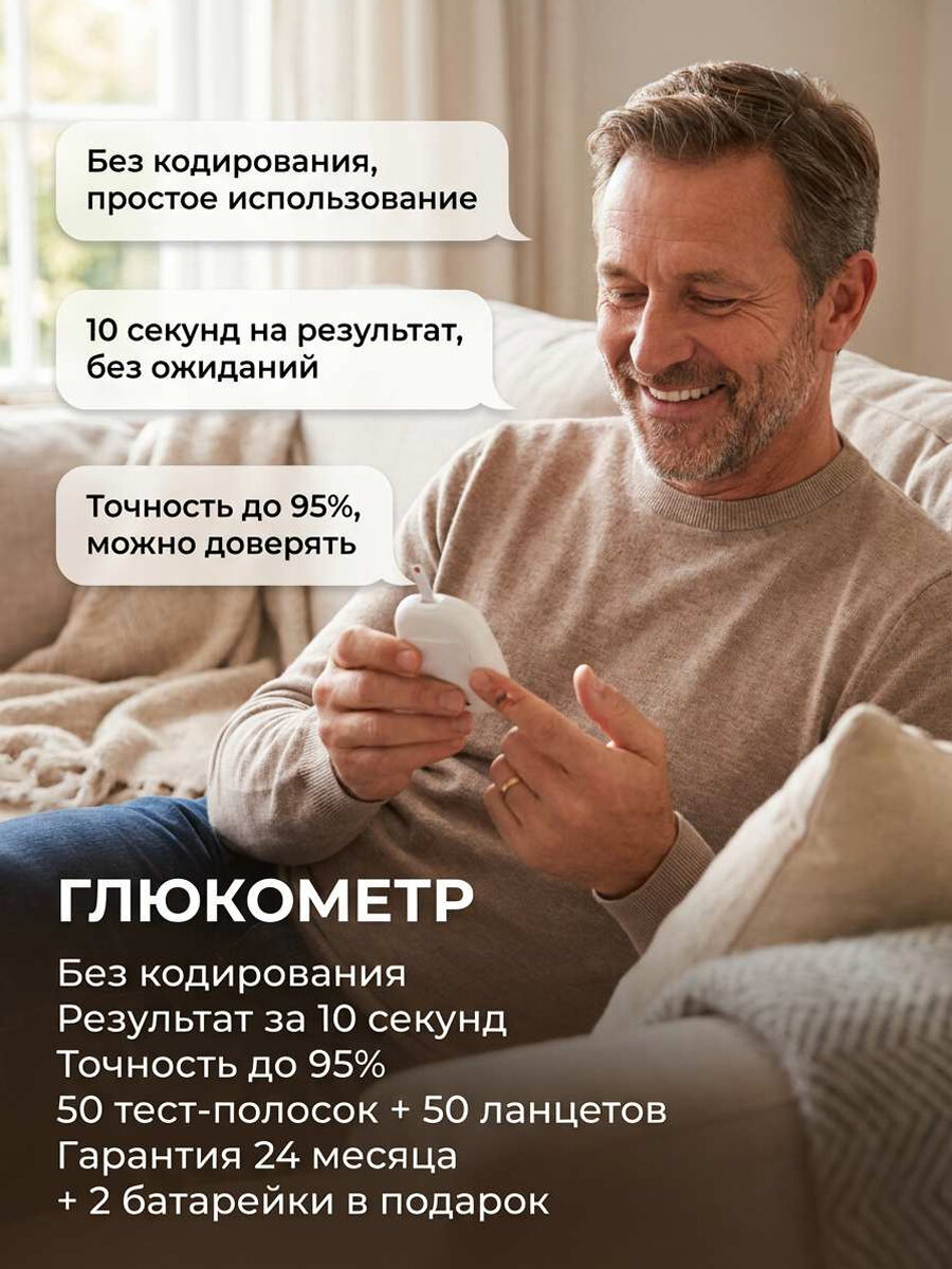 Глюкометр + 50 тест-полосок + ланцетов в наборе, измеритель сахара в крови, мониторинг глюкозы при сахарном диабете