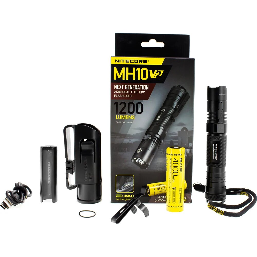 Фонарь Nitecore MH10V2, IP68, 1200 лм, 1500 ч, 202 м, цвет черный — фото 1
