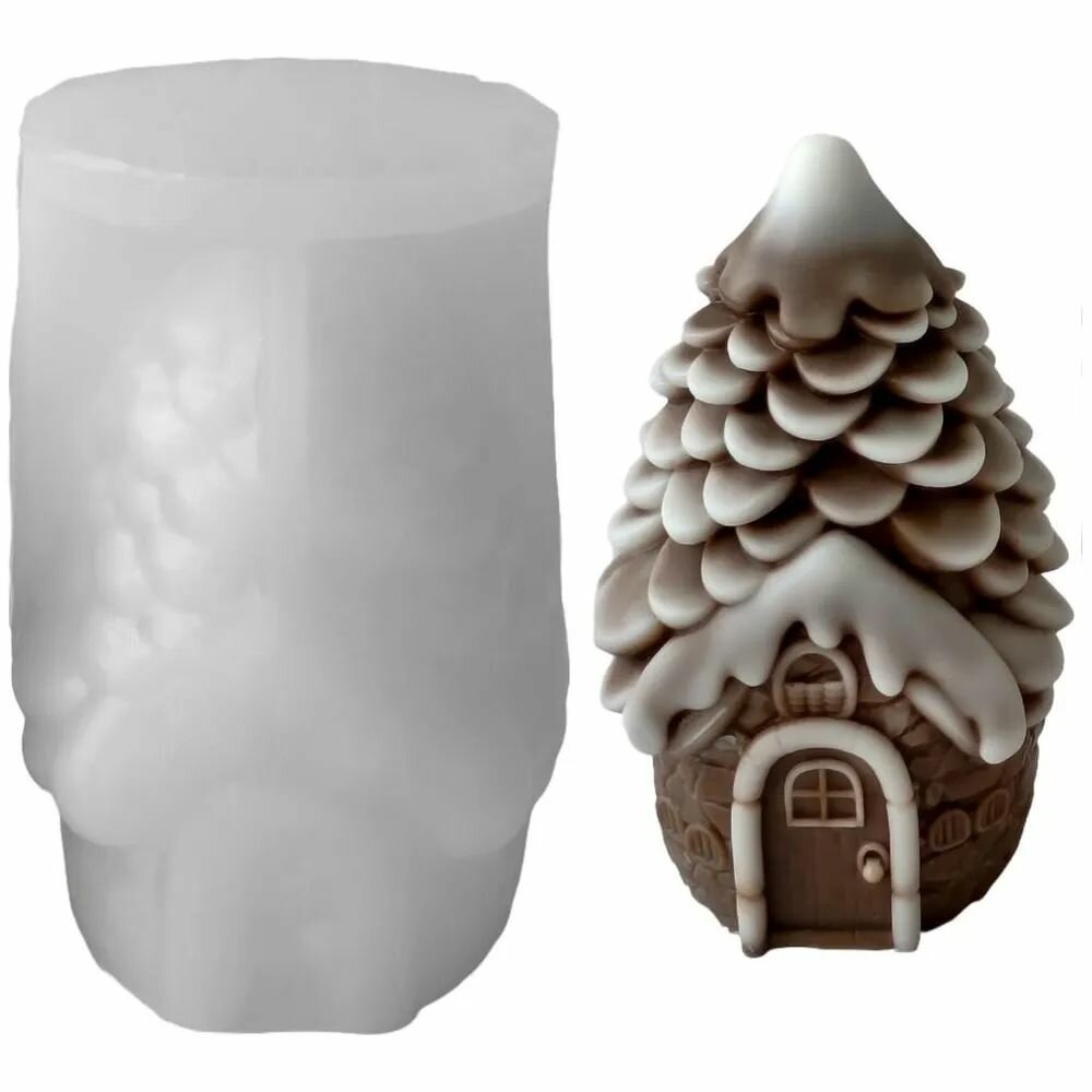 Форма из силикона в форме сосновой шишки, рождественская тематика, для эпоксидной смолы, - Домик из сосновых шишек J5292