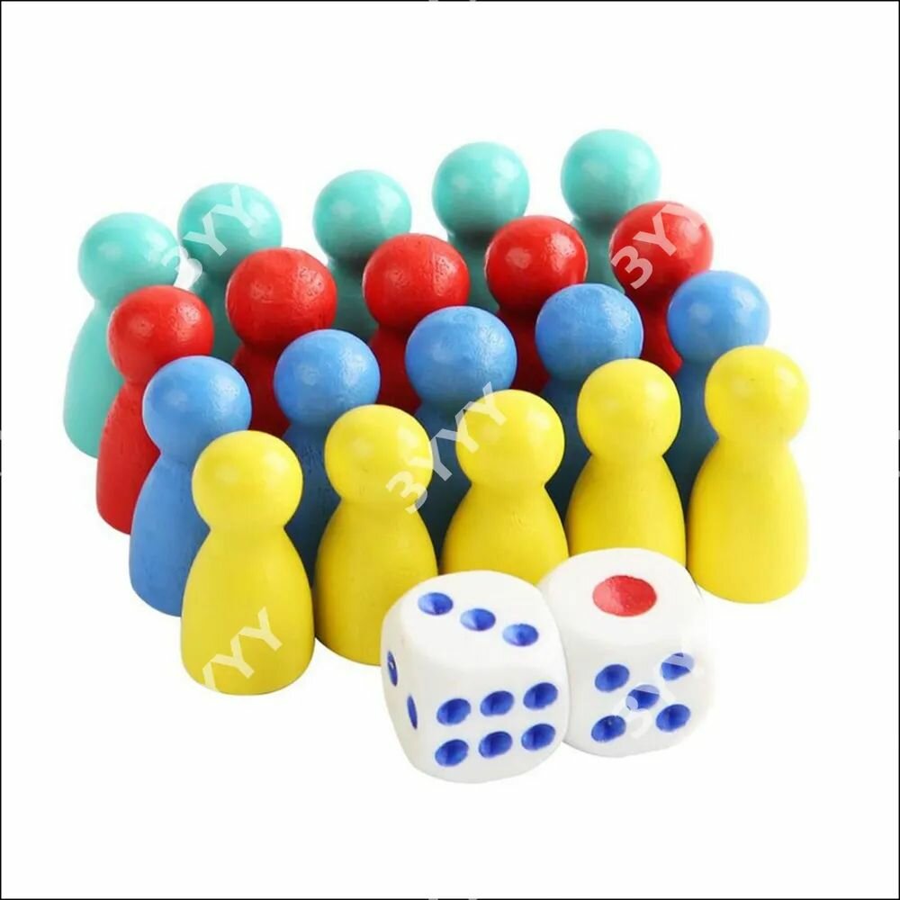 Эксклюзивные аксессуары для маркировки, 20 разноцветных деревянных фишек с двумя кубиками для настольных игр