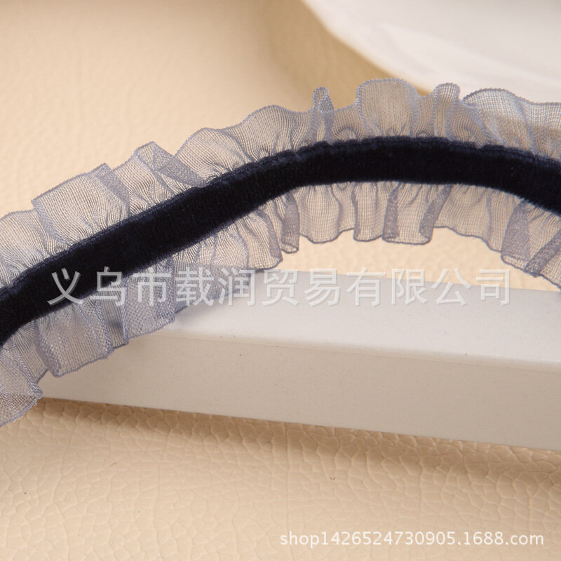 Лента из кружева, флокированная снежная шелковая лента, DIY ручная работа, аксессуары для волос, цепочка на шею, материалы для украшения одежды и шляп