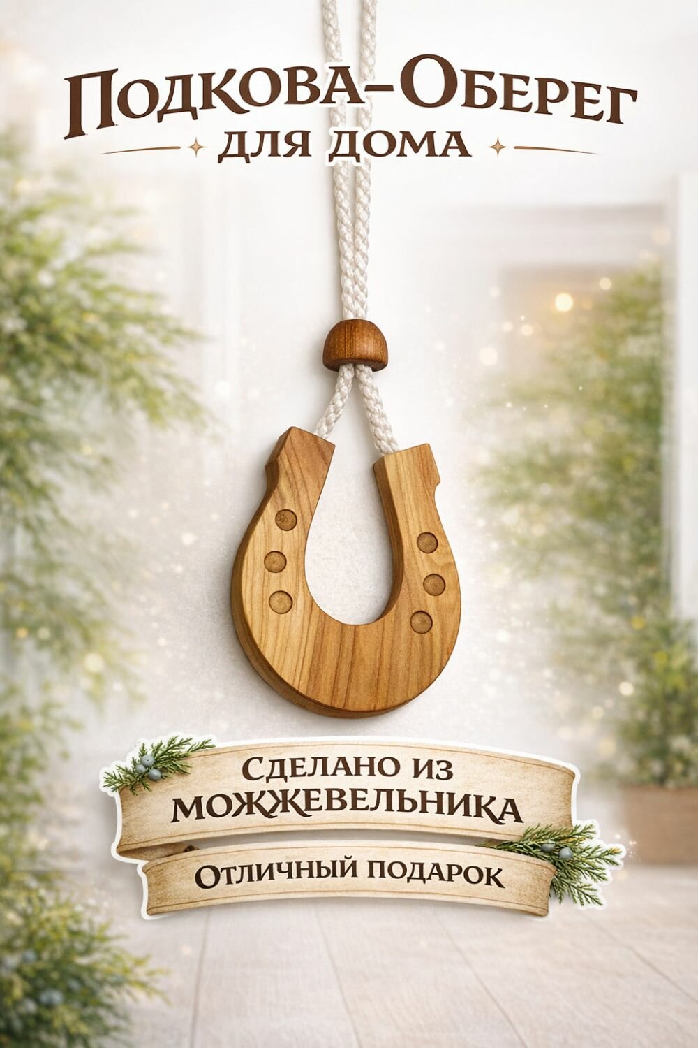 Подкова оберег для дома из можжевельника