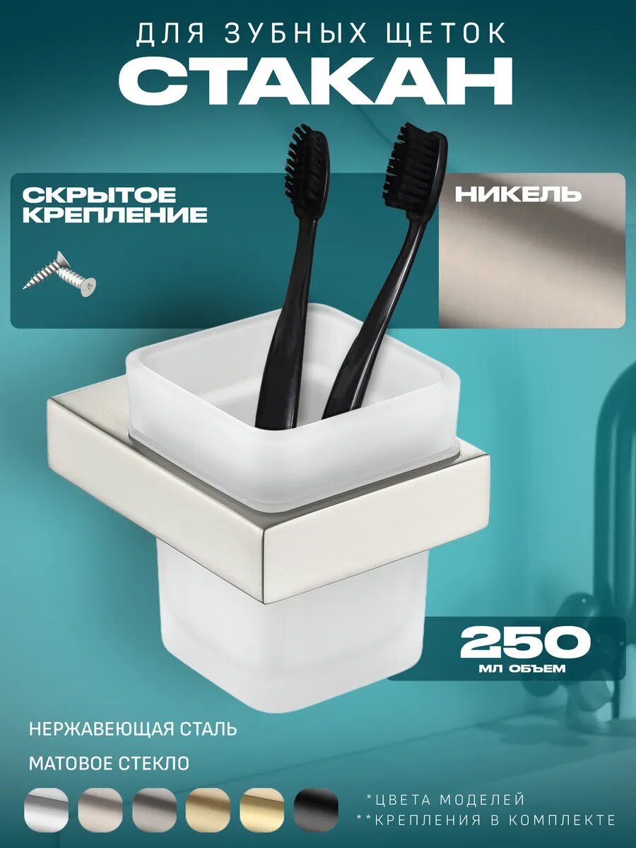 Настенный стакан одинарный AC0021NK Никель