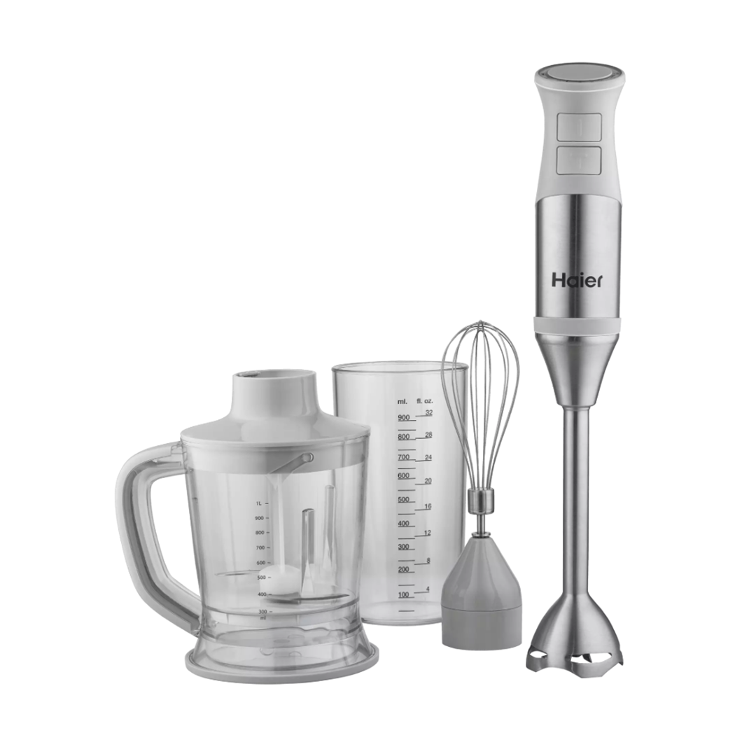 Погружной блендер Haier HB-501, 1200 Вт, 20 скоростей, с венчиком для взбивания, серебристый (TD0030530RU)