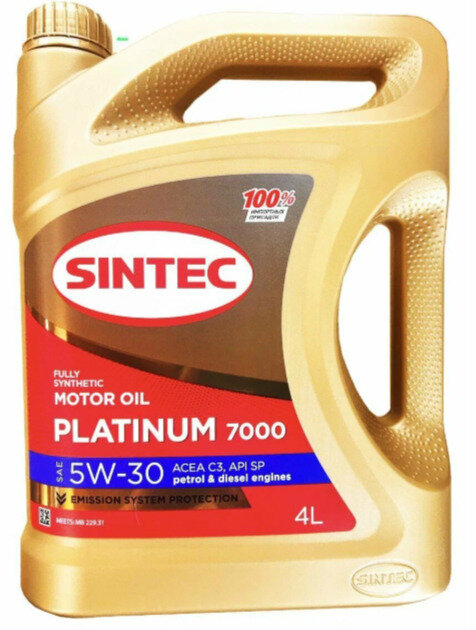 Масло моторное SINTEC Platinum 7000 SP C3 5W30, синтетика, 4 литр Platinum 7000 SP C3 4 литр 600149