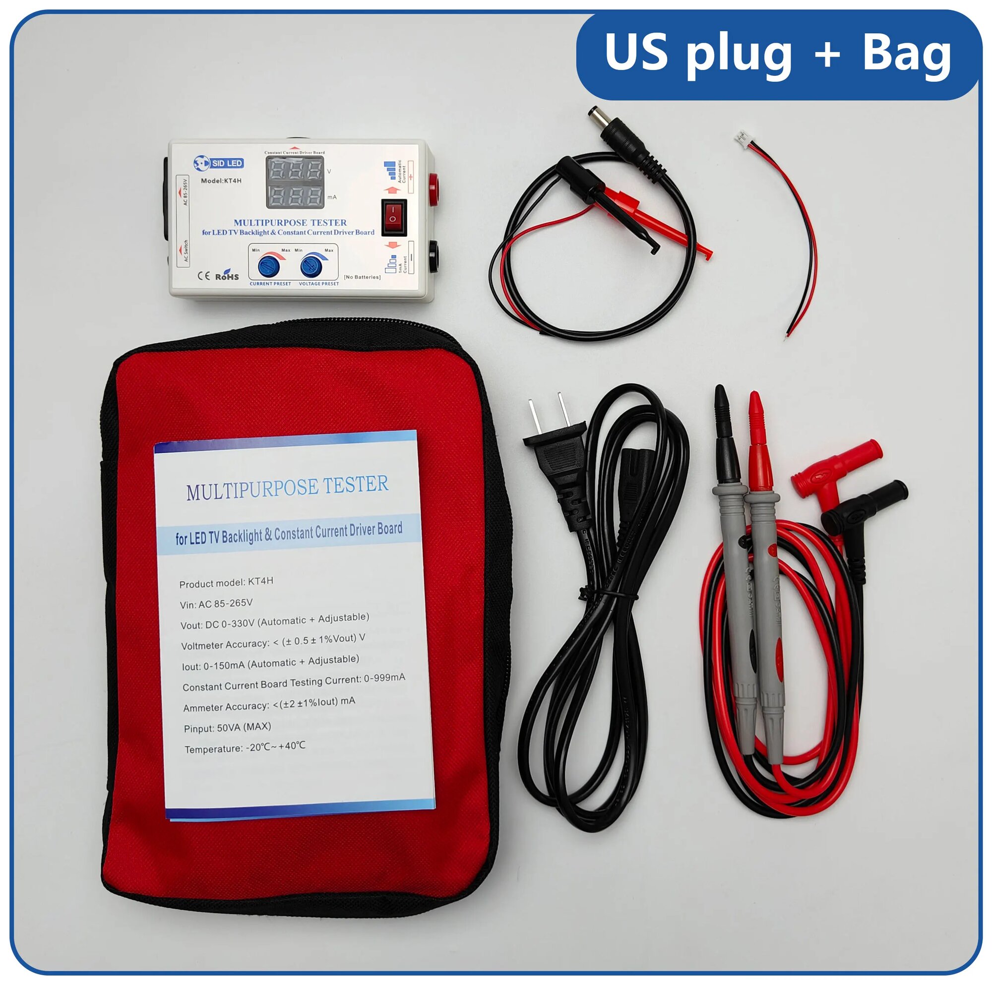 YEKMLCO KT4H тестер LED подсветки с US plug и сумкой
