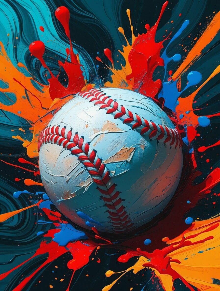 Алмазная живопись "бейсбол", 5D, круглая, 40x50 см. Производитель: Brose Art.