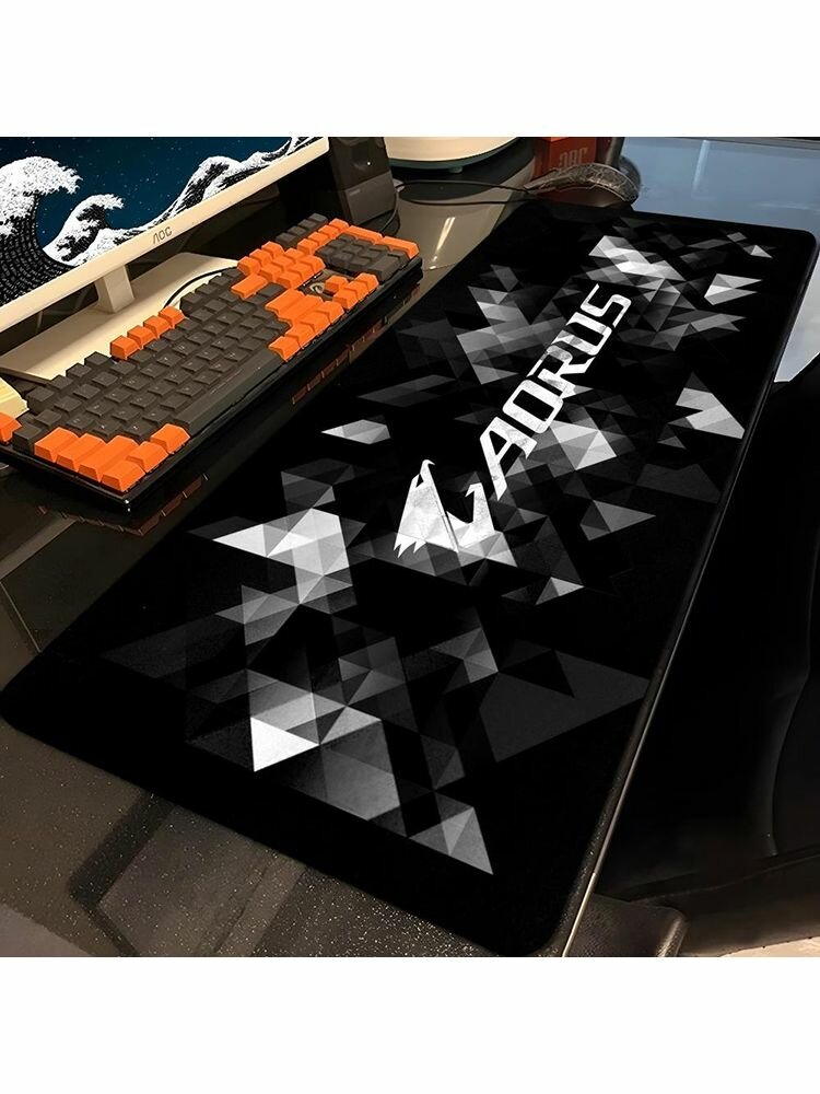 Коврик для мыши AORUS, аниме, нескользящее основание, для игрового ПК, резина, 40 см x 90 см