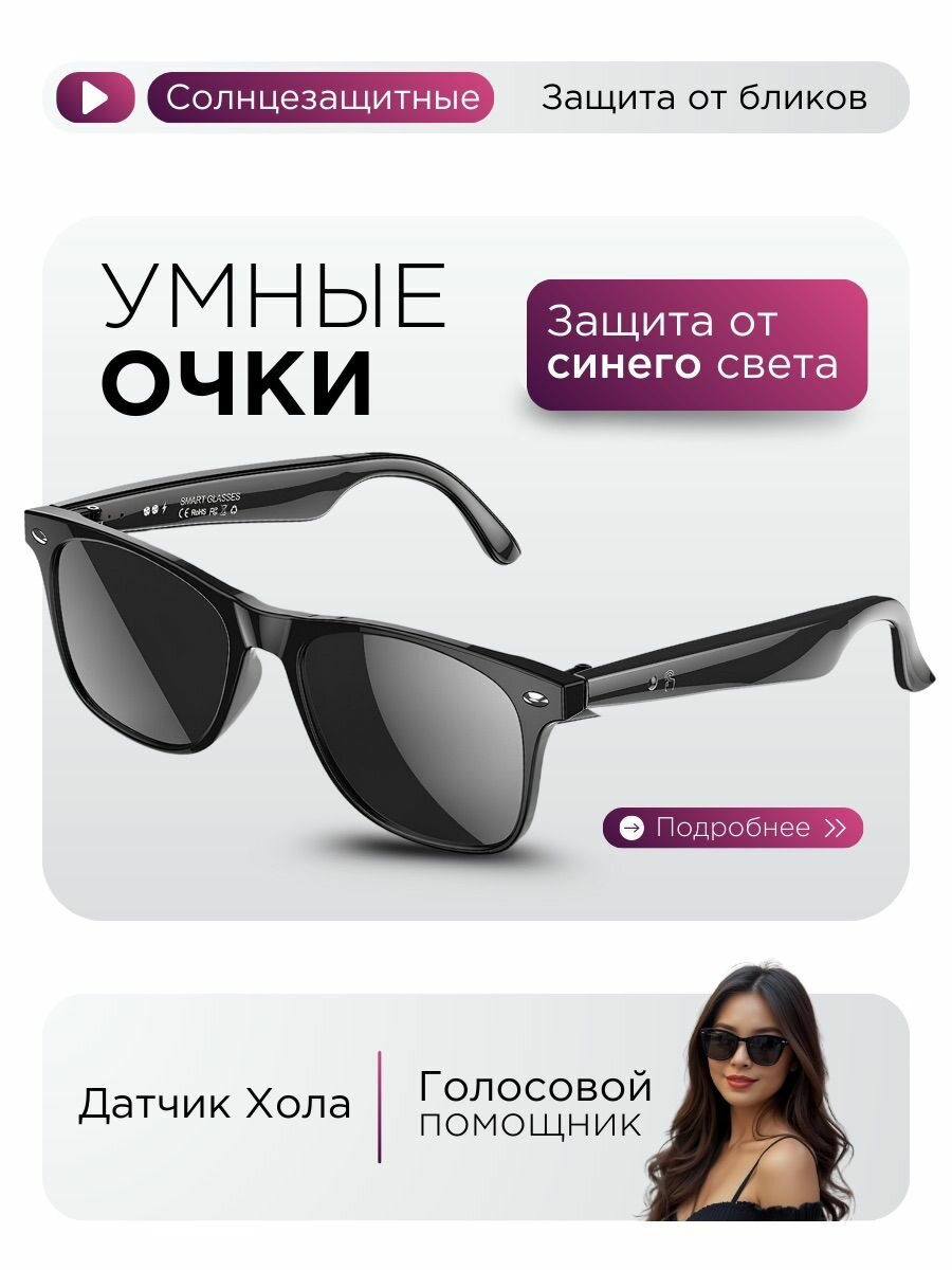 Умные очки с голосовым управлением и Bluetooth без камеры