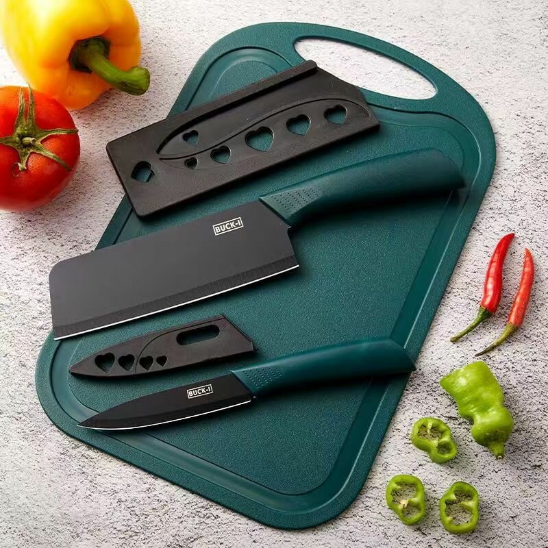 Набор кухонных ножей для домашнего использования, нож для фруктов из нержавеющей стали, разделочная доска, кухонный нож, нож для детского питания 2-в-1, полный комплект.