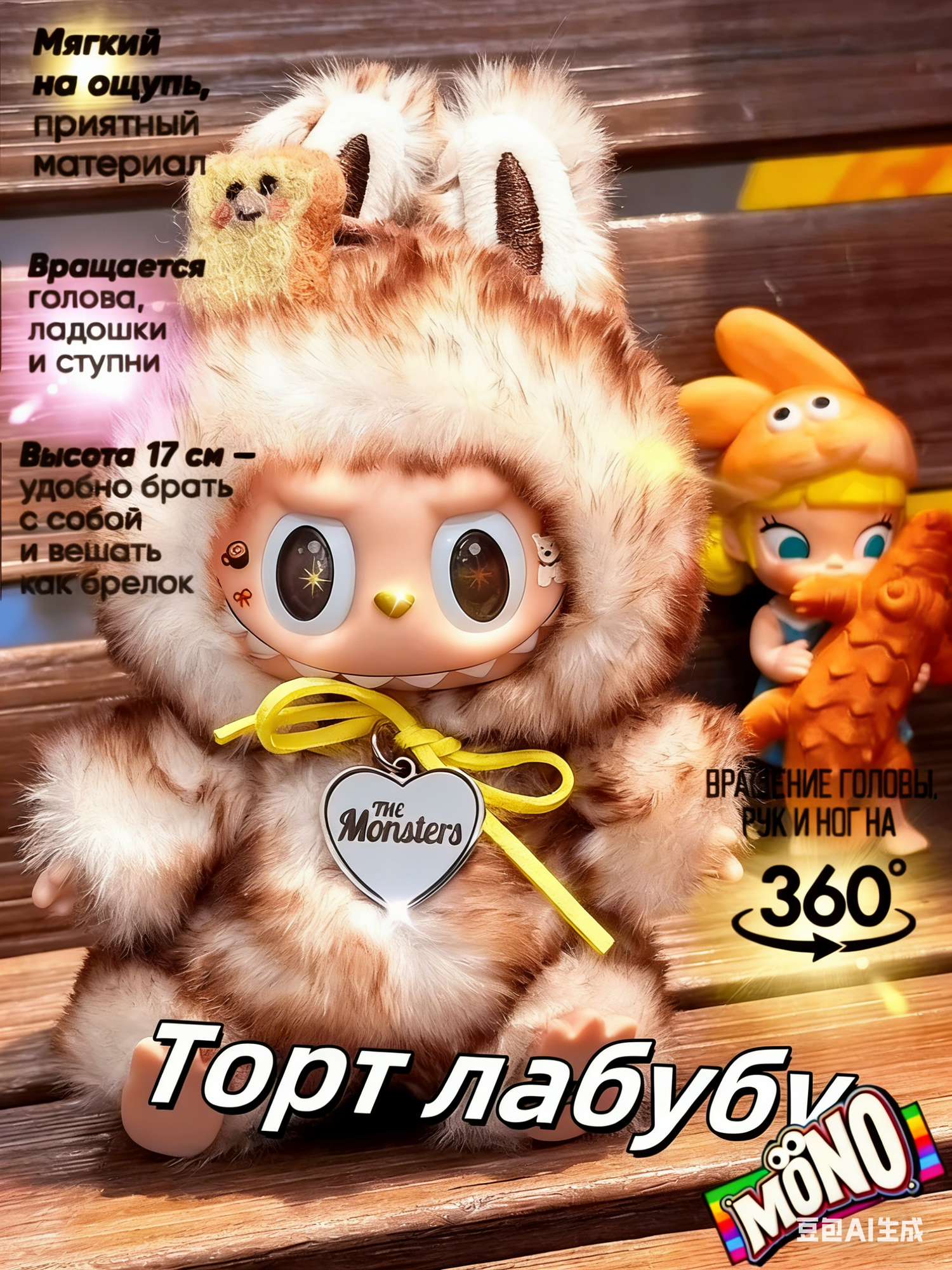 Специальная модель Labubu - Торт, 17 см, коричневый Zimomo, Изысканные подарки