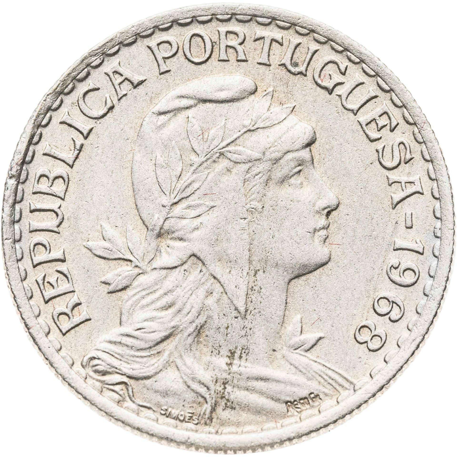 Португалия 1 эскудо escudo 1968, Мельхиор медь-никель, в сохранности VF